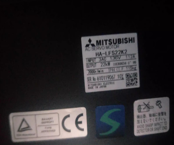 Mitsubishi Servo Motor HA-LFS22K2-S3 Speed 2000V/P, For MR-J2S Servo